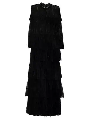 SAIID KOBEISY Lace Long Dress - Black