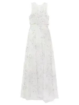 SAIID KOBEISY Embroidered Long Dress - White