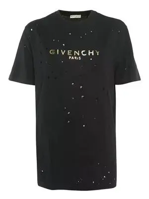 Givenchy Distressed Logo-print T-shirt - Black