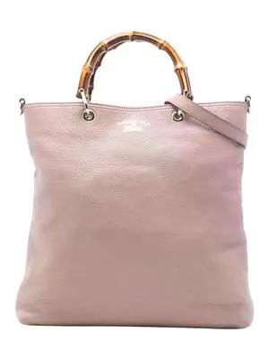 Gucci Leather Bamboo Shopper Tote Satchel - Pink
