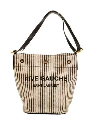 Saint Laurent Rive Gauche Striped Bucket Bag - Neutrals