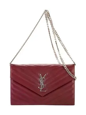 Saint Laurent Quilted Flap Shoulder Bag - Red