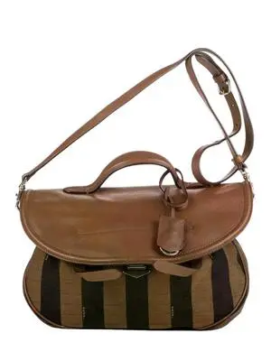 Fendi Striped Shoulder Bag - Brown