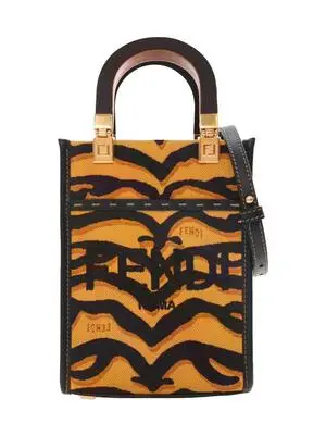 Fendi Mini Embroidered Canvas Zebra Print Sunshine Shopper - Brown