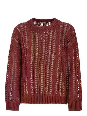 Brunello Cucinelli Crew-neck Cable Knit Sweater - Red