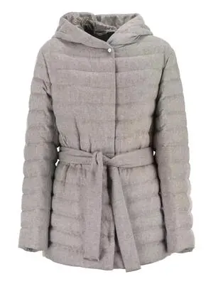Herno Long-sleeved Quilted Jacket With Hood - Grey