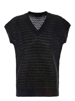 Fabiana Filippi Sequin-embellished Crochet-knit Vest - Black