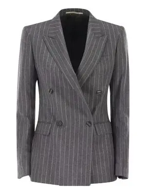 Tagliatore Double-breasted Pinstripe Jacket - Grey