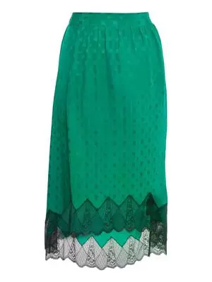 Zadig&Voltaire Patterned Lace-hem Midi Skirt - Green
