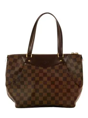 LOUIS VUITTON 2000s Damier Azur Top Handle Bag - Brown