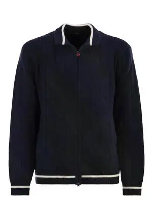 Kiton Zipped Ribbed Cashmere Cardigan - Blue