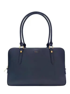 Furla Large Leather Boston Tote Bag - Blue