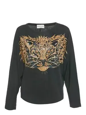 Sonia Rykiel Paris Tiger-print Beaded Top - Black