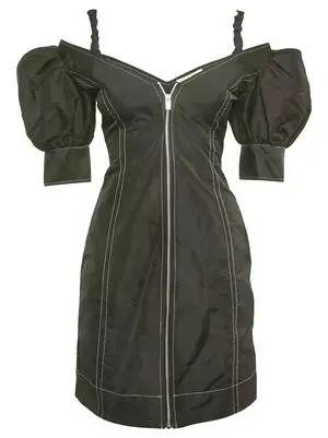 GANNI Mini Cold-shoulder Dress - Black