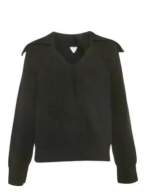 Bottega Veneta Ribbed-knit Wide-collar Sweater - Black