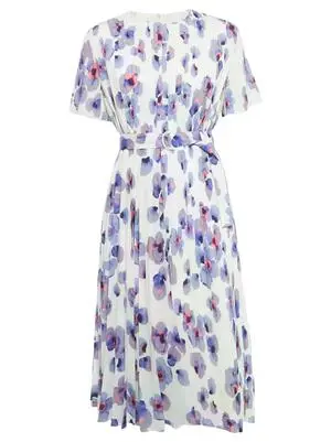 BOSS Floral-print Belted Dress - White
