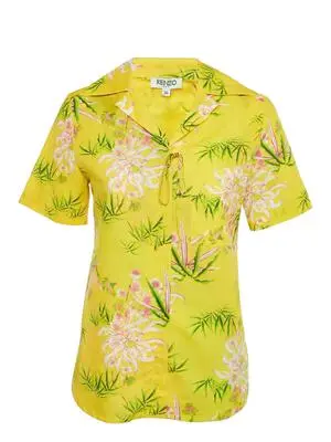 Kenzo Floral Print Short Sleeve Shirt - Yellow
