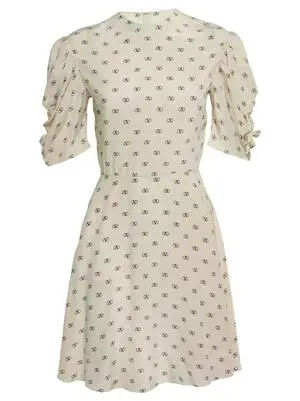Valentino Garavani Logo-print Mini Dress - Neutrals