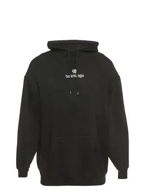 Balenciaga Logo-embroidered Hoodie - Black