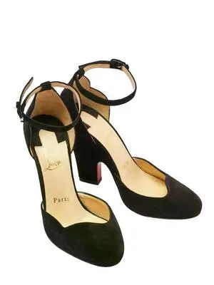 CHRISTIAN LOUBOUTIN Suede Pumps With Ankle Strap - Black