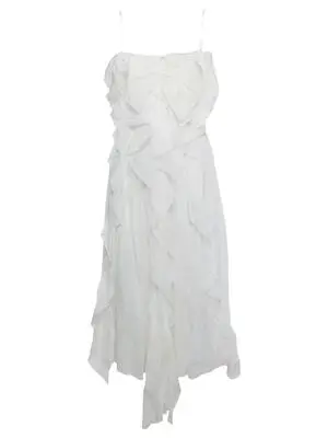 Chloé Ruffle Asymmetric Midi Dress - White