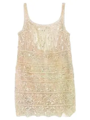 SAIID KOBEISY Embroidered Mini Dress - Gold
