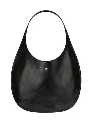 COURREGES Holy Naplack Leather Tote Bag - Black