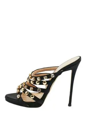 GIUSEPPE ZANOTTI Camilla Studded Satin Sandals - Black
