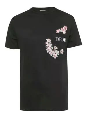 Dior X Hajime Sorayama Embroidered-flower Patch T-shirt - Black