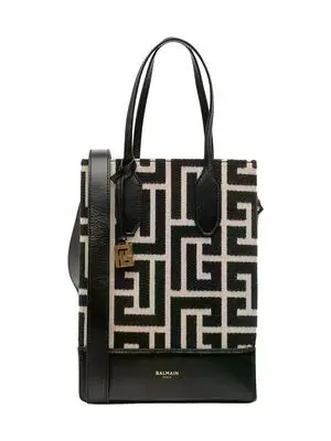 Balmain Monogram Jacquard North South Shopping Tote - Brown
