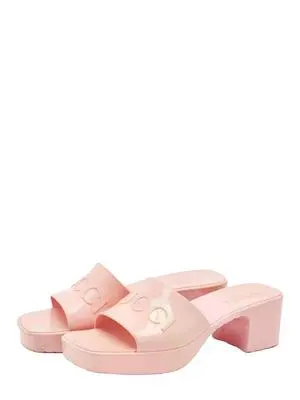 Gucci Logo Platform Slides - Pink