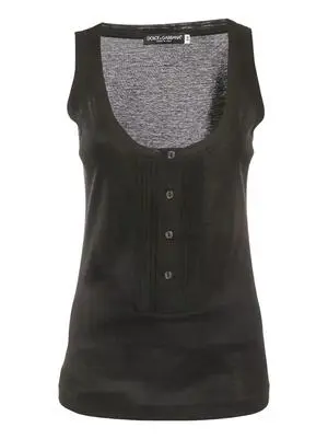 Dolce & Gabbana Pintucks Buttoned Tank Top - Black