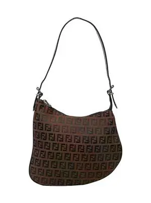 FENDI 2000-2010 Zucchino Canvas Oyster Shoulder Bag