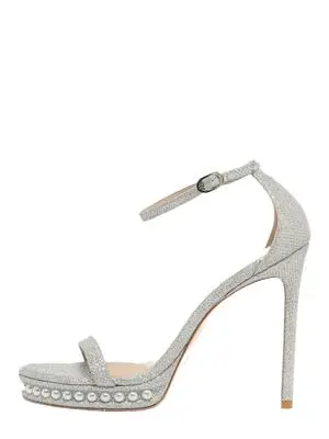 STUART WEITZMAN Glitter Strappy Sandals - Silver
