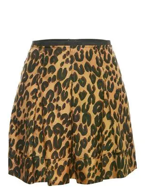 LOUIS VUITTON Pleated Animal-Print Mini Skirt
