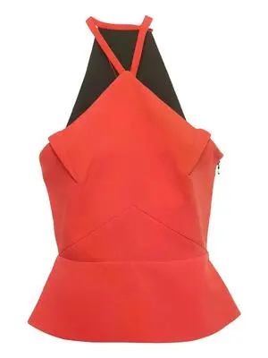 Roland Mouret Sleeveless Peplum Top - Red