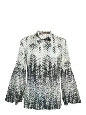 Roberto Cavalli Print Neck-tie Top - White