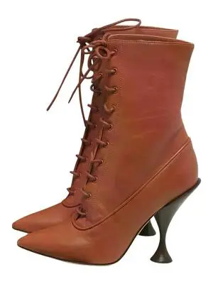 Burberry Lace-up Leather Ankle Boots - Brown