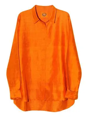 CONIGLIO PALM BEACH Classic Relaxed Silk Button-down Shirt - Orange
