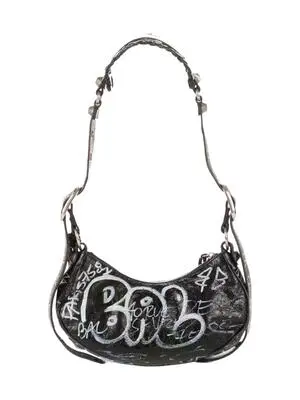 Balenciaga Graffiti-print Shoulder Bag - Black