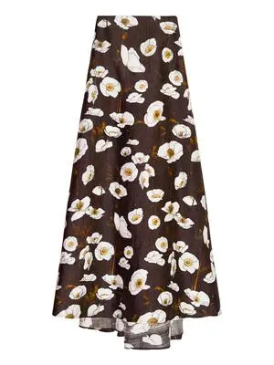 CONIGLIO PALM BEACH Adjustable Bustle Silk Maxi Skirt Brown