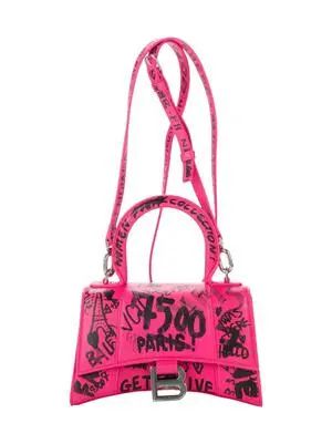 Balenciaga Xs Hourglass Graffiti Top-handle Mini Bag - Pink