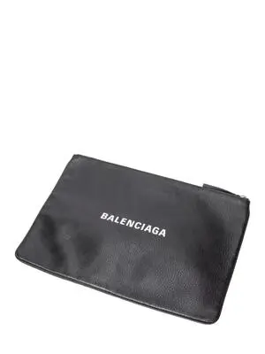 Balenciaga 2000s Logo Zip Clutch - Black