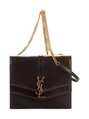 Saint Laurent Leather Logo Flap Bag - Black