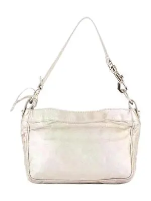 Balenciaga Hip Metallic Leather Shoulder Bag - Silver