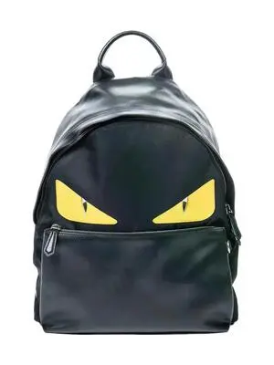 Fendi Leather Backpack With Eye Detail - Black