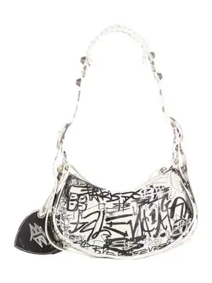 Balenciaga Le Cagole Graffiti Shoulder Bag - White