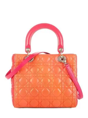 Dior Quilted Top-handles Tote Bag - Orange