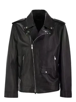 DONDUP Leather Biker Jacket - Black