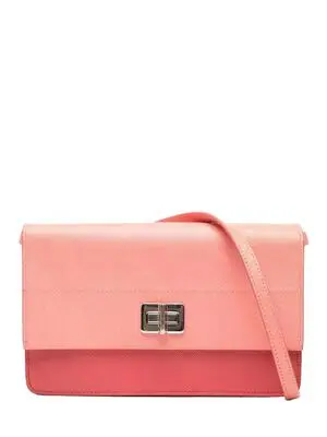 Prada Saffiano Turn Lock Wallet On Strap Crossbody Bag - Pink